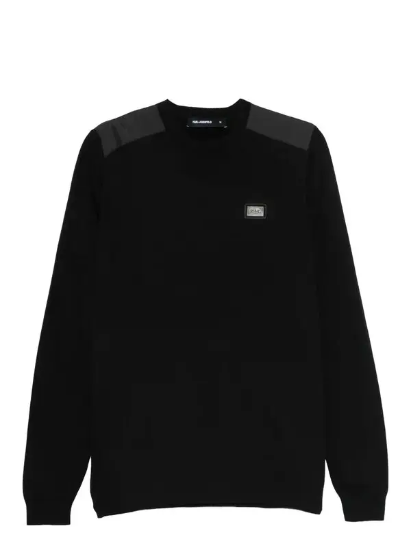 Karl Lagerfeld Logo Plaque Crew Neck Sweater - Black