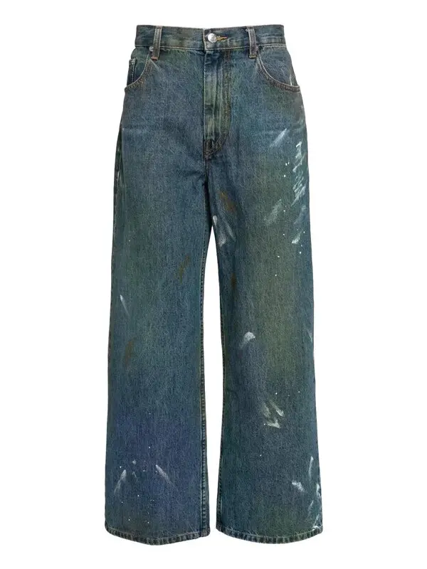 Helmut Lang Painted Wide Leg Jeans - Blue