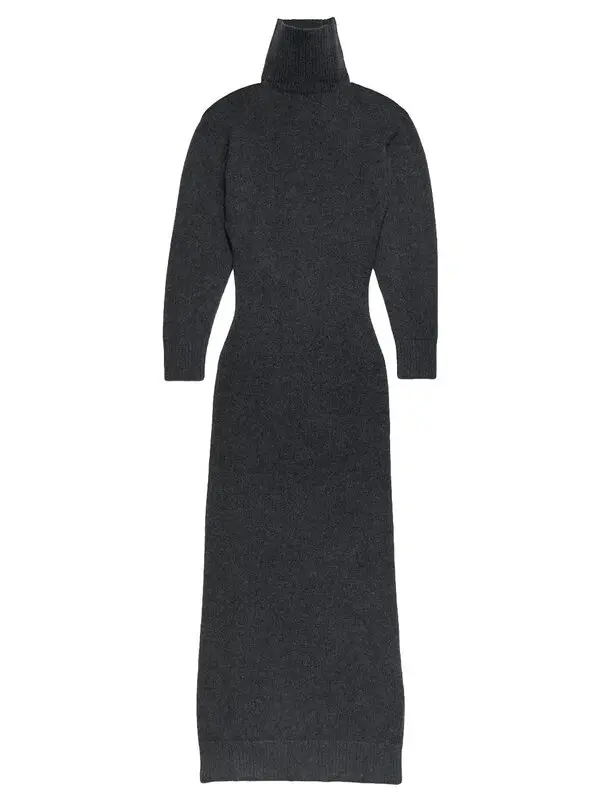 AMI Paris Elbow Patch Knitted Maxi Dress - Grey