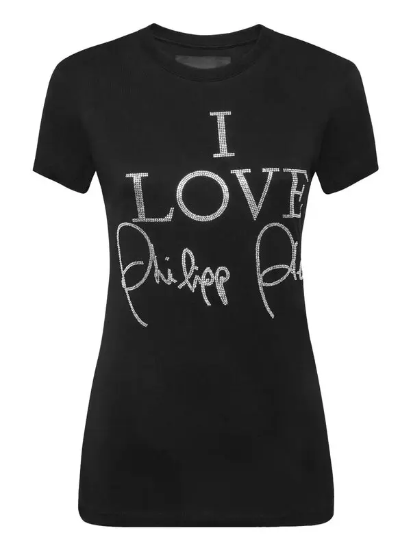 Philipp Plein Embellished Cotton T-shirt - Black