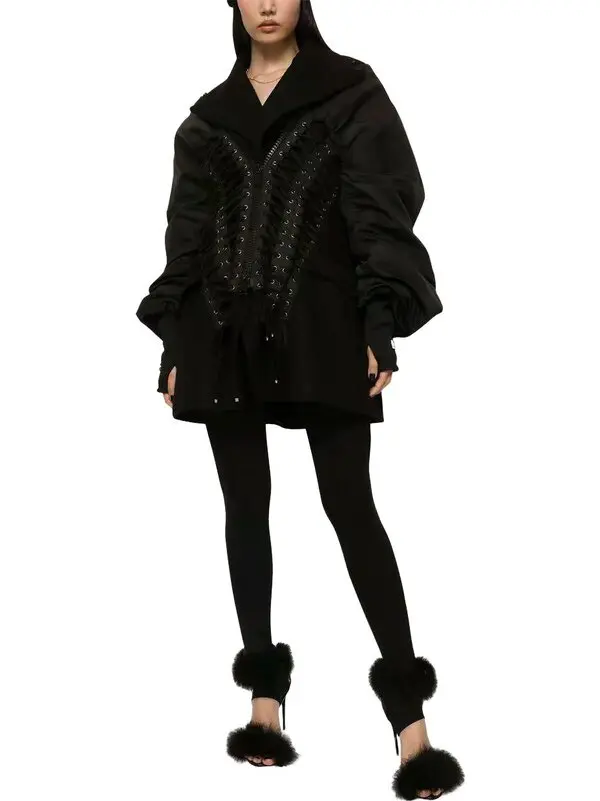 Dolce & Gabbana Lace-up Bomber Jacket - Black