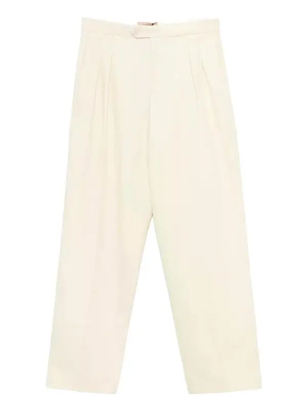TWINSET Tailored Pleated Trousers With Logo Plaque - Neutrals