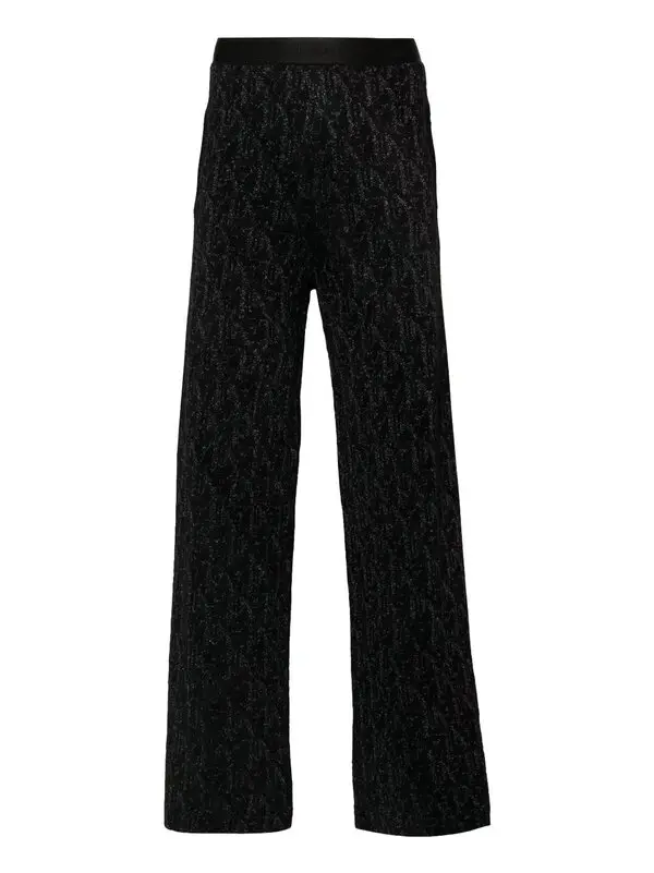 Palm Angels Monogram-jacquard Knitted Trousers - Black
