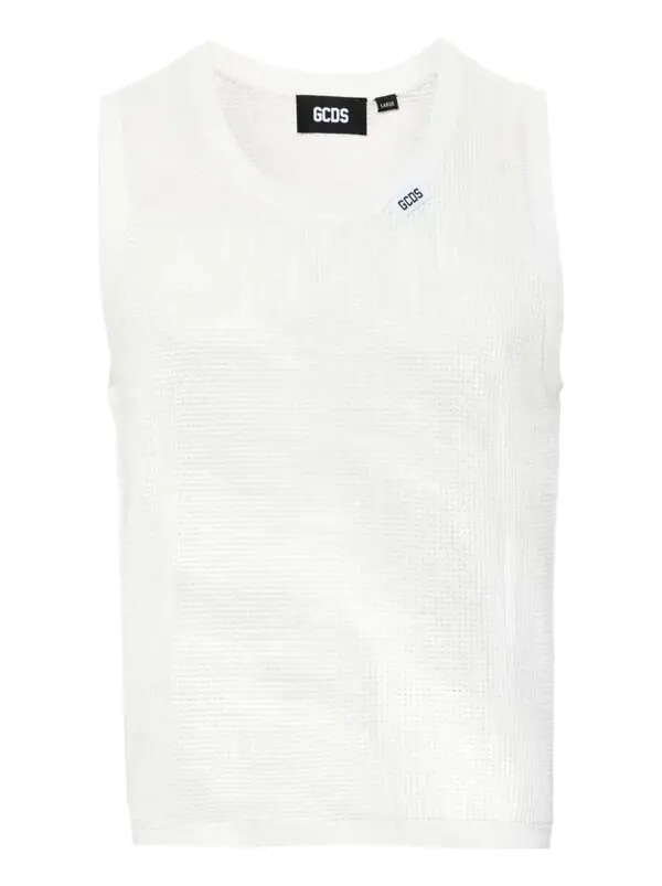 Gcds Waffle-knit Sleeveless Jumper - Neutrals