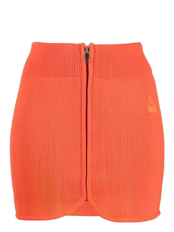 MARANT ETOILE Ribbed Miniskirt With Embroidered Logo - Red