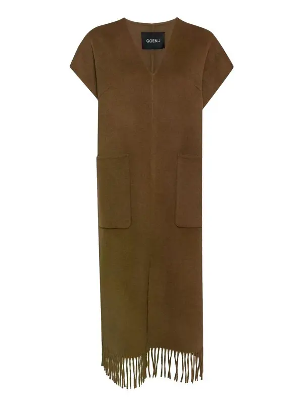 Goen.j Double-faced Fringed V-neck Dress - Brown
