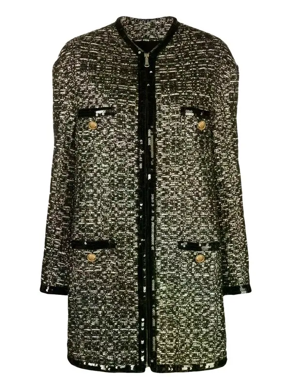Giambattista Valli Metallic-thread Tweed Midi Coat - Black