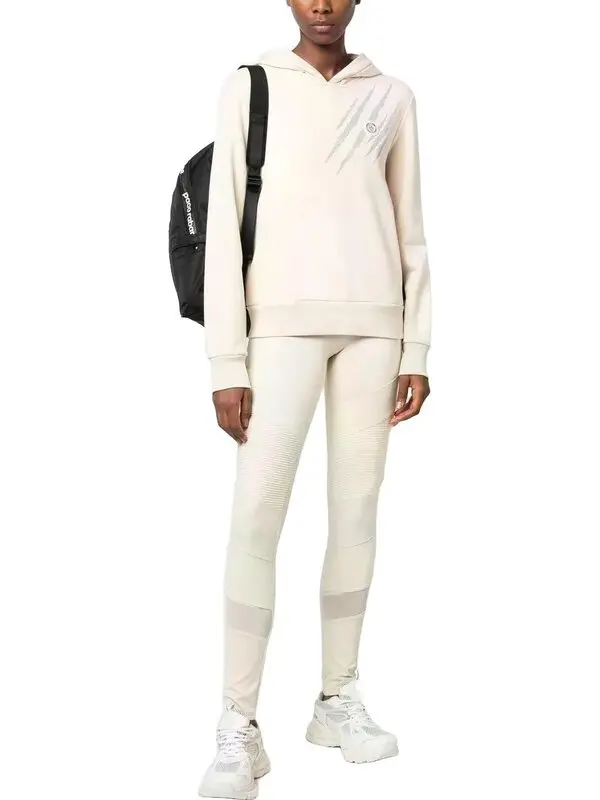 PLEIN SPORT Cotton Hoodie With Graphic Detail - Neutrals