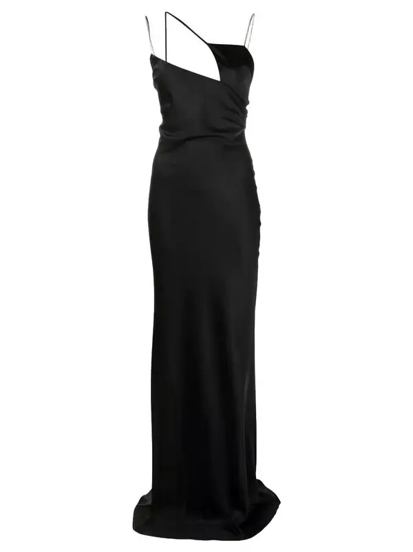 Attico Melva Cut-out Satin Gown - Black