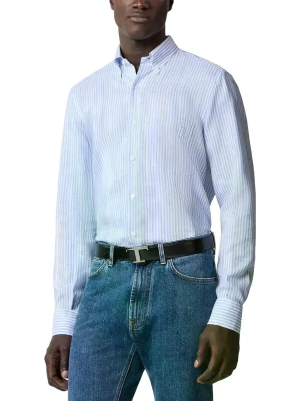 TOD'S Striped Linen Shirt - Blue