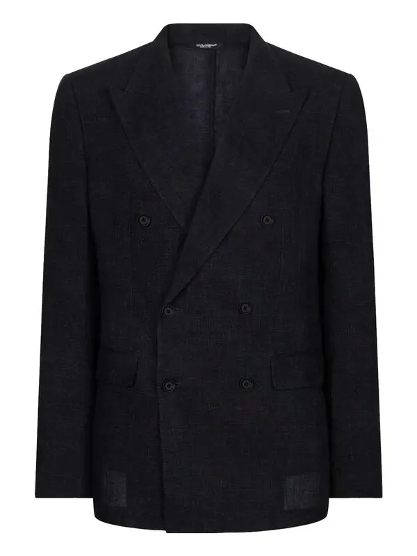 Dolce & Gabbana Double-breasted Linen Blazer - Blue
