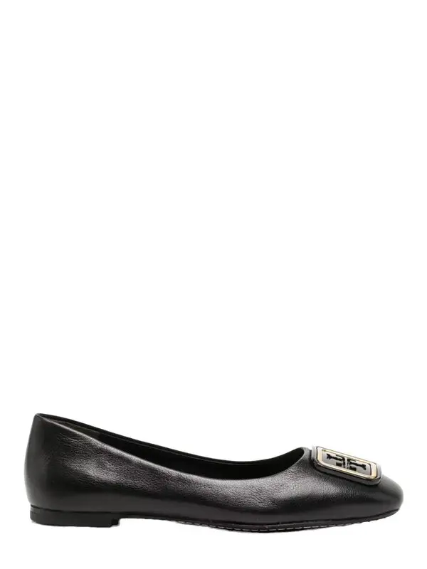 Tory Burch Georgia Logo-plaque Ballerina Shoes - Black