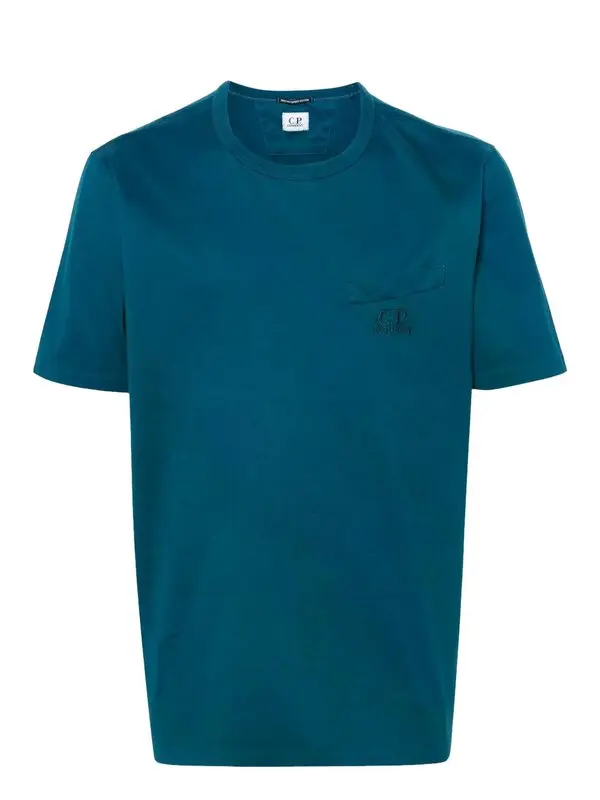C.P. COMPANY Logo-embroidered Cotton T-shirt - Blue