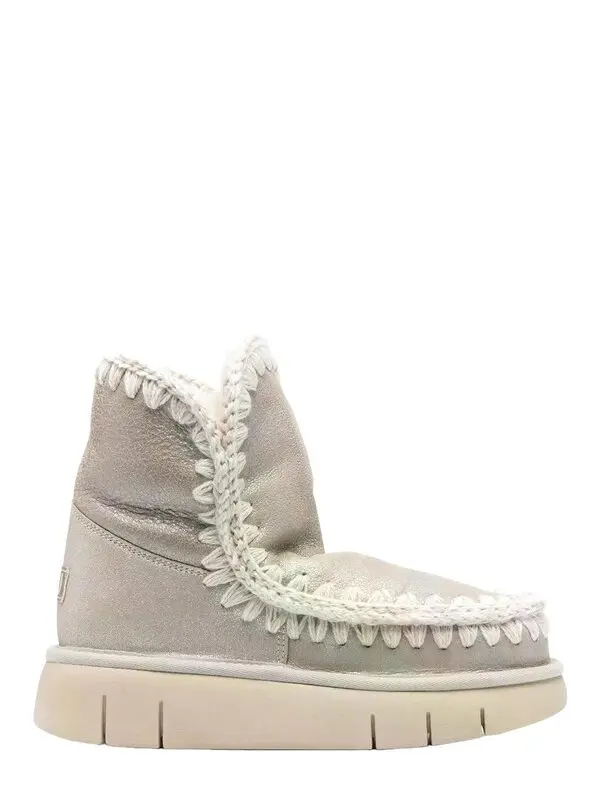 Mou Logo-patch Chunky Boots - Silver