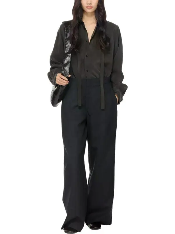 LEMAIRE Tie-detail Silk Blend Shirt - Black