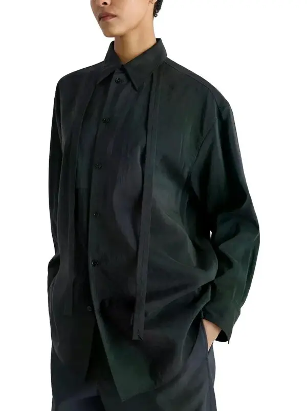 LEMAIRE Tie-detail Silk Blend Shirt - Black