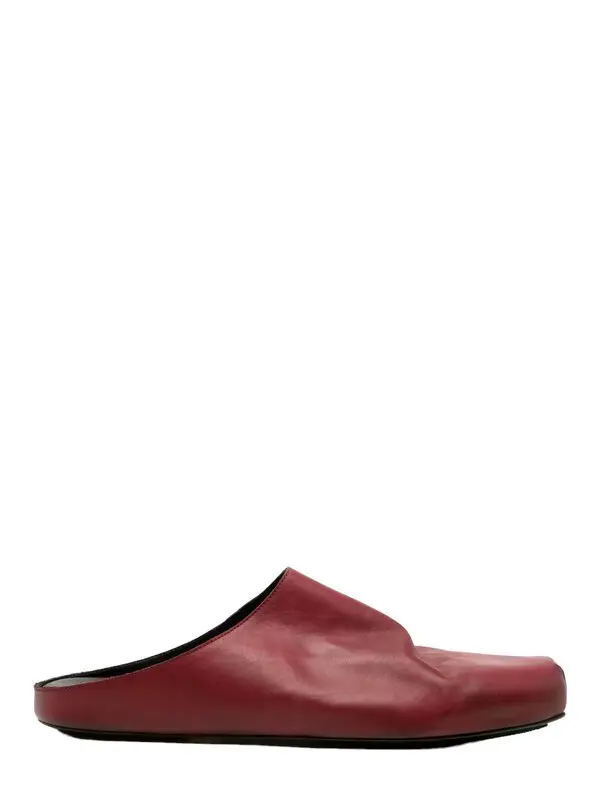 UMA WANG Square-toe Leather Slippers - Red