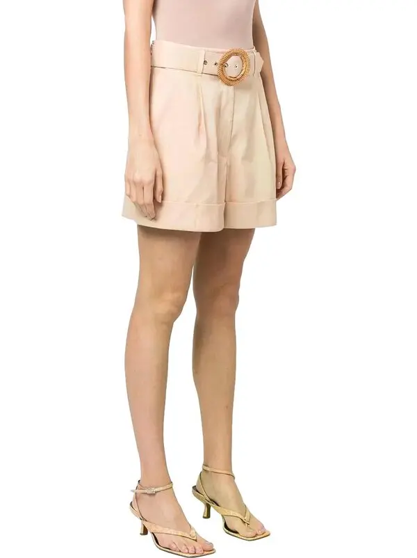 Zimmermann Dancer Belted Tailored Shorts - Neutrals