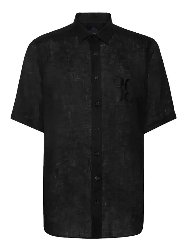BILLIONAIRE Linen Silver Cut Shirt - Black