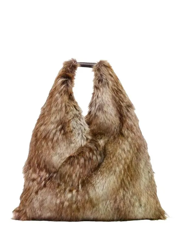 MAISON MARGIELA Japanese Handbag In Faux Fur - Brown