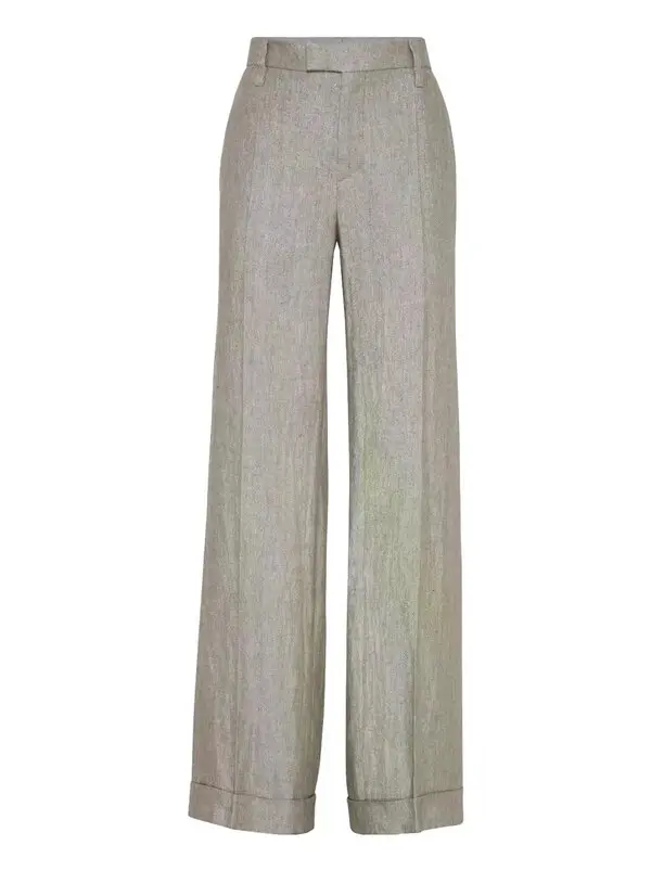 Brunello Cucinelli Pressed-crease Wide-leg Trousers - Brown