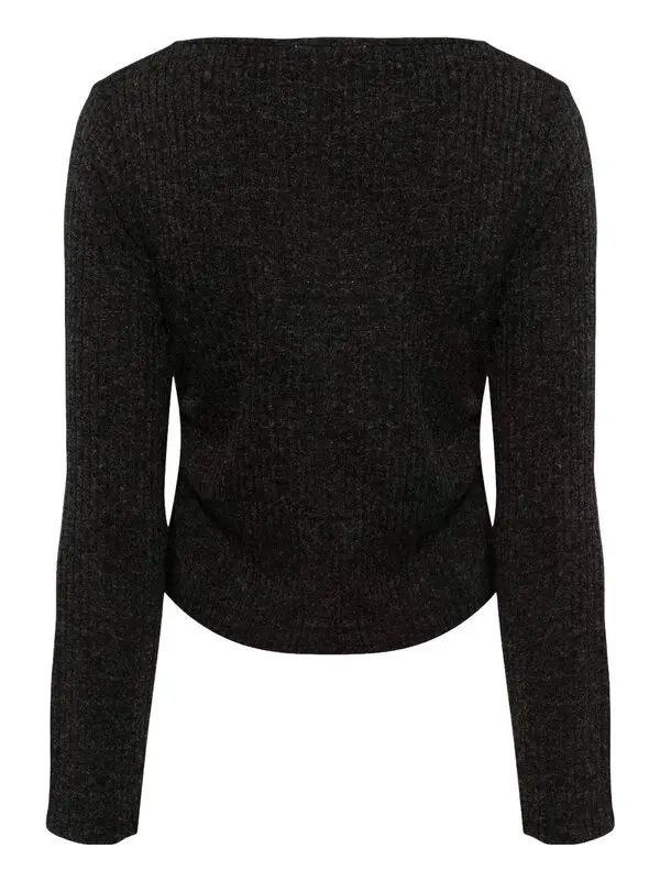 B+AB Cut-out Ribbed Knit Long Sleeve Top - Grey