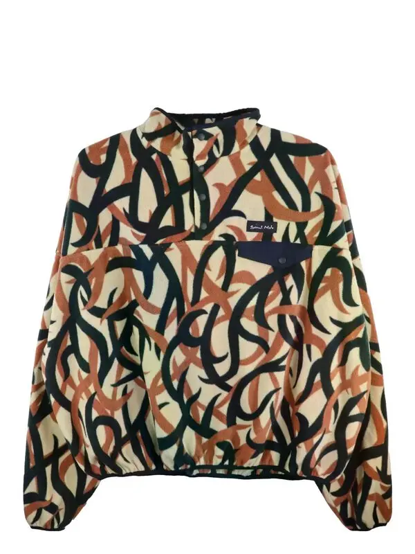 SAINT MXXXXXX Camouflage Print Sweater With Button Placket - Neutrals