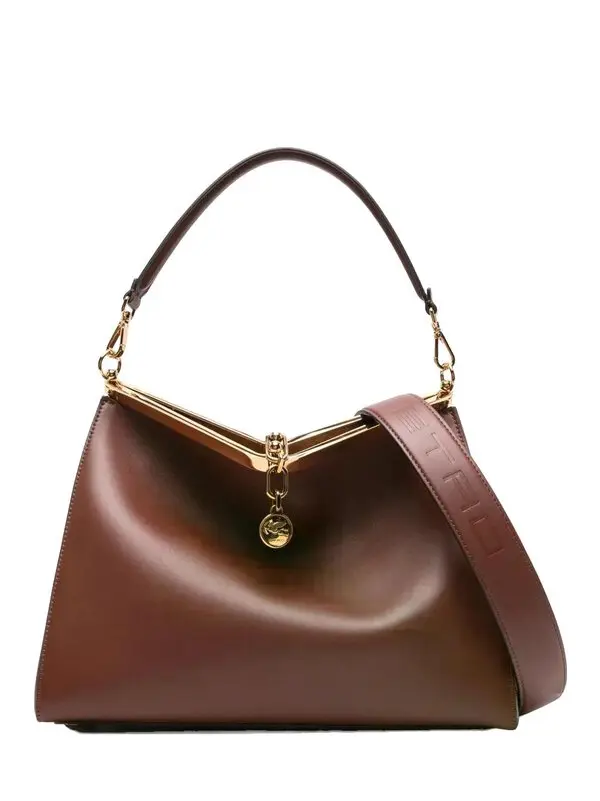 Etro Large Vela Leather Shoulder Bag - Brown