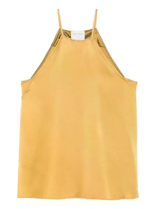 FORTE_FORTE Satin Square Neck Sleeveless Top With Bead Detailing - Yellow