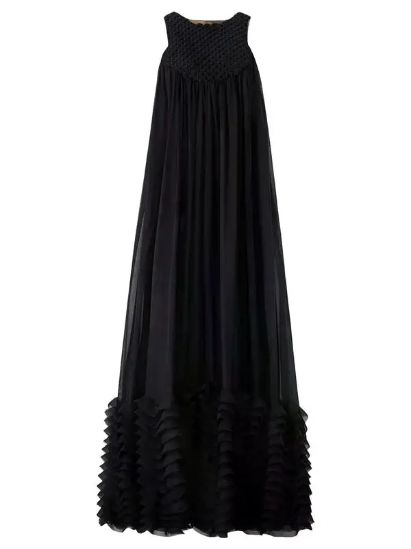 HUI MILANO Sleeveless Pleated Maxi Dress - Black