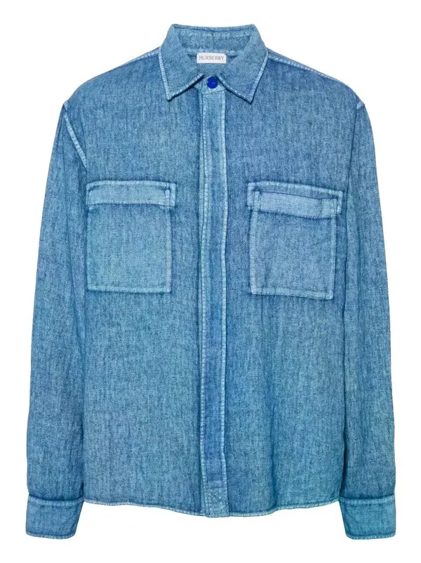 Burberry Long-sleeve Linen Shirt - Blue