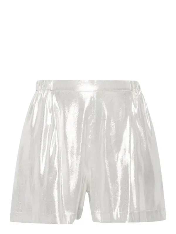Carine Gilson Wide-leg Lurex Pyjama Shorts - Silver