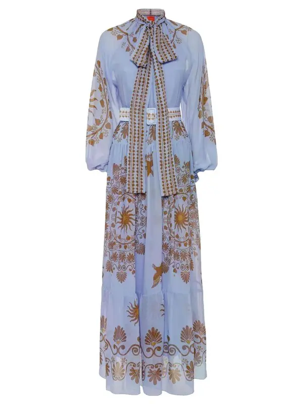 La DoubleJ Athena Silk Maxi Dress - Blue