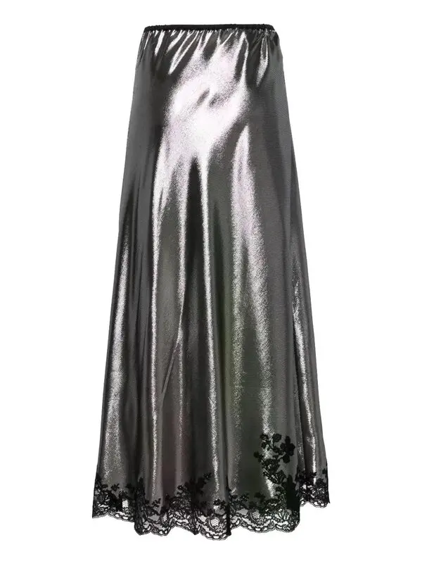 Carine Gilson Lace-trim Lurex Maxi Skirt - Silver