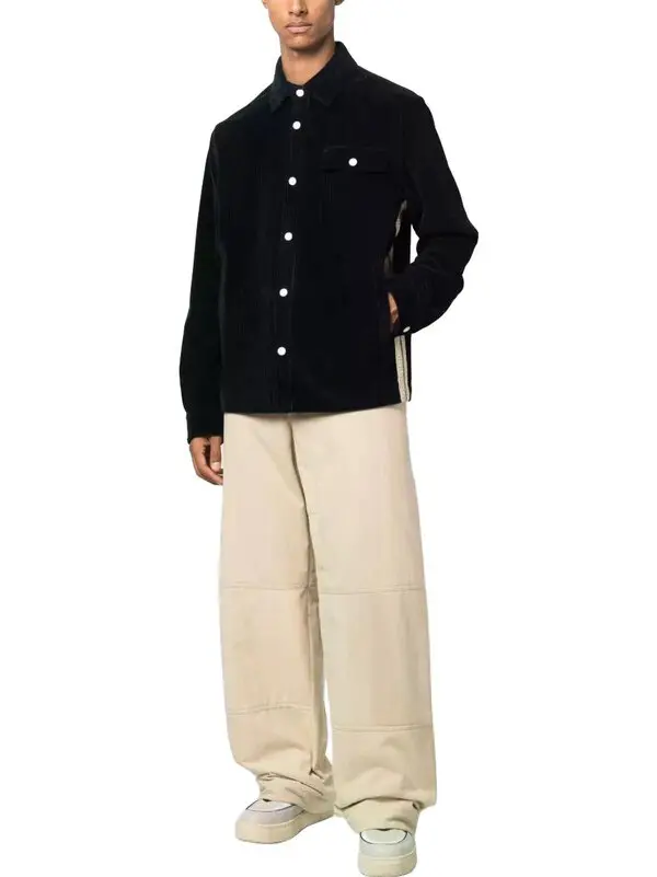 Palm Angels Crochet-stripe Corduroy Shirt Jacket - Blue