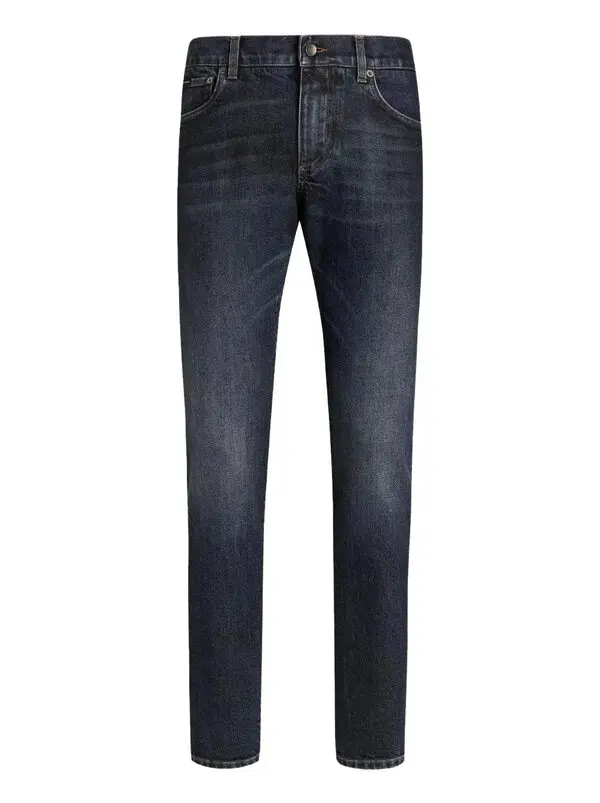 Dolce & Gabbana Logo Plaque Jeans - Blue