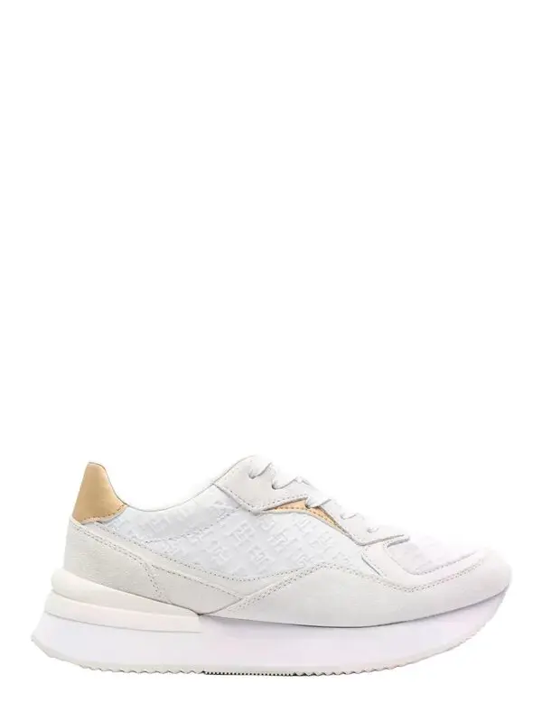 Tommy Hilfiger Monogram-embossed Leather Sneakers - White