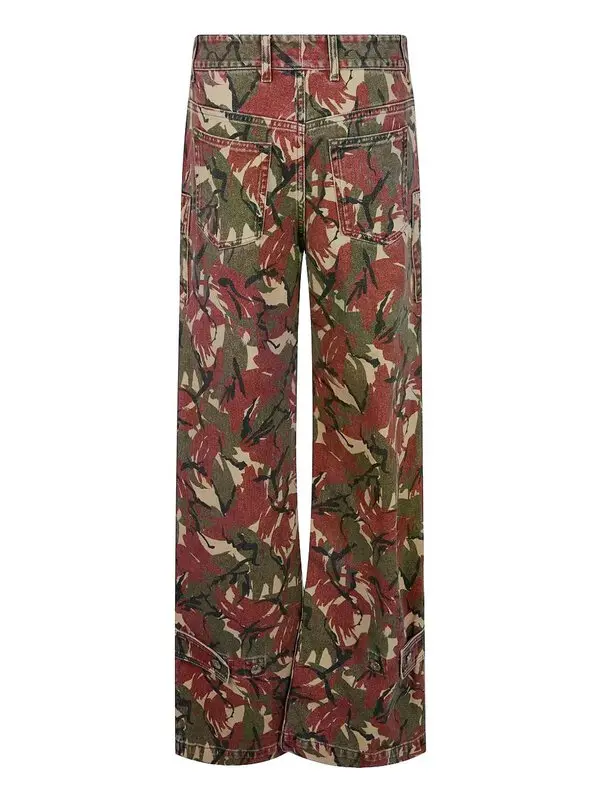 Rabanne Camouflage Print Jeans - Red