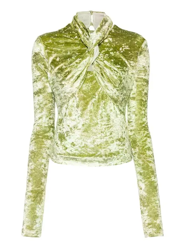 Nanushka Iride Twist-detailing Velvet Top - Green