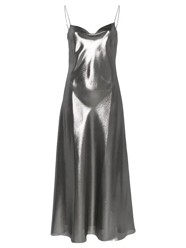Carine Gilson Lace-detail Lurex Slip Dress - Silver