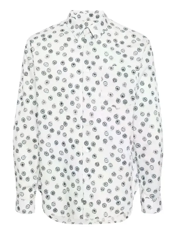 Maison Kitsuné Graphic-print Cotton Shirt - Blue