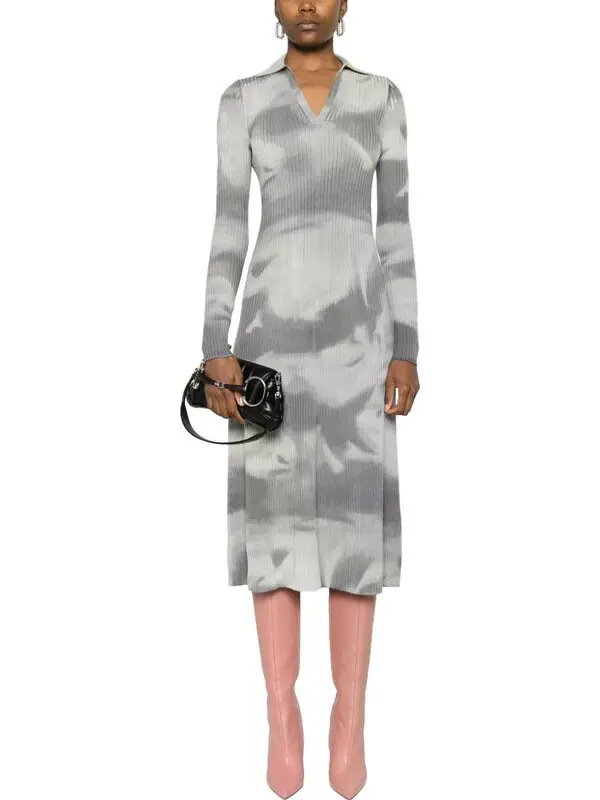 DIESEL® Wool Knitted Camouflage Midi Dress - Grey