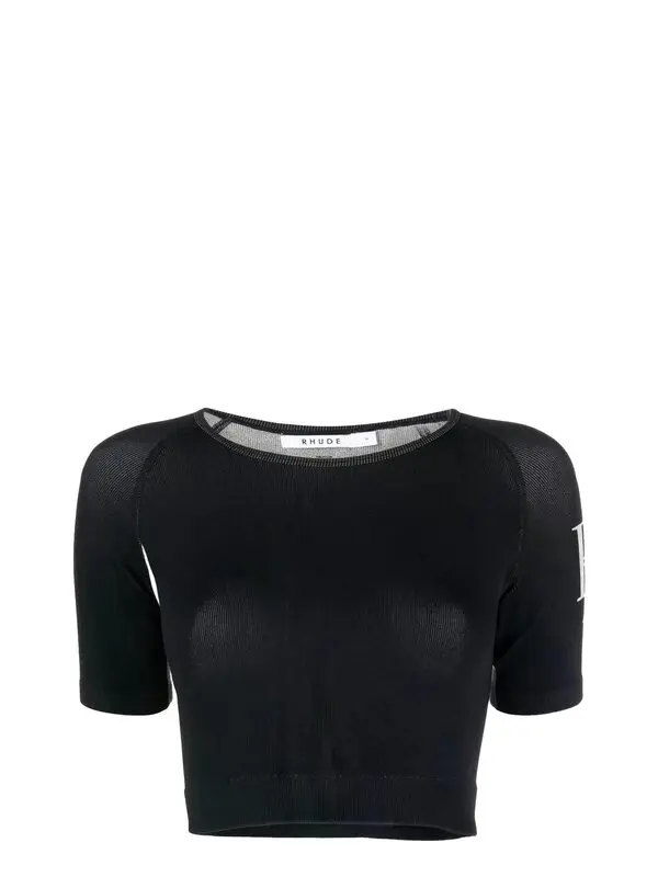 Rhude Logo-print Cropped T-shirt - Black