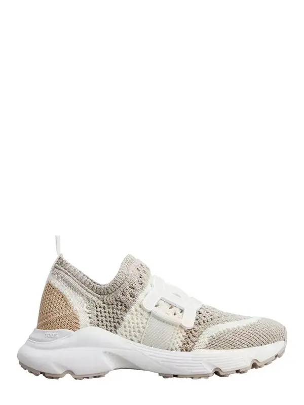 TOD'S Knitted Slip-on Sneakers With Appliqué Logo - Grey