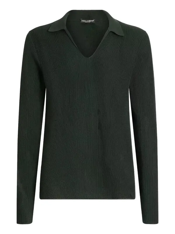 Dolce & Gabbana Ribbed-knit V-neck Sweater - Green