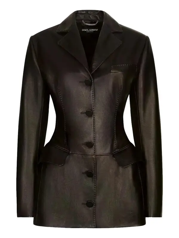 Dolce & Gabbana Single-breasted Leather Blazer - Black