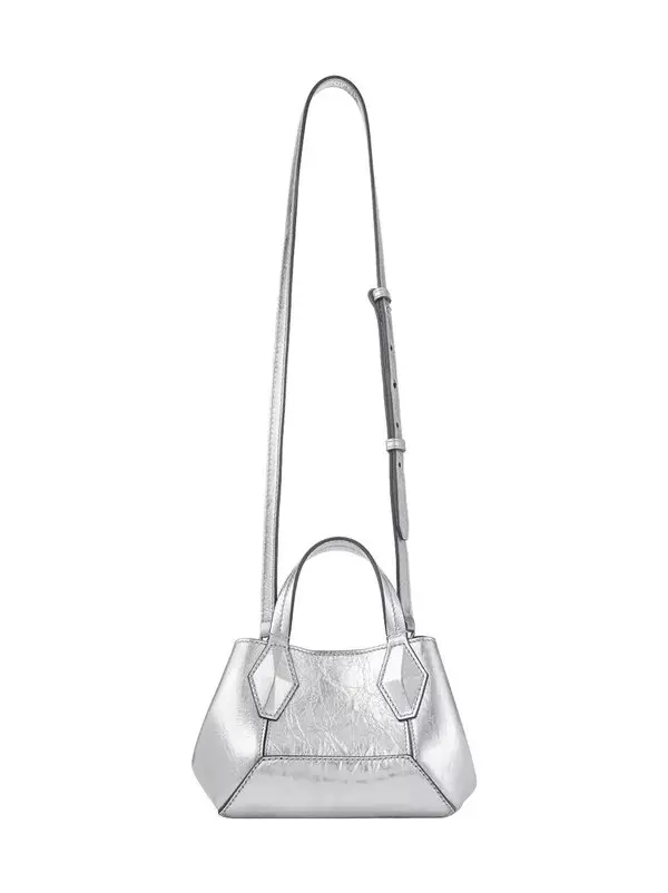 JIMMY CHOO Xs Diamond Tote Bag In Metallic Calf Leather - Silver