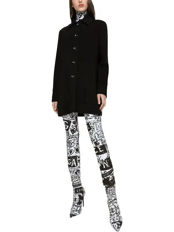 Dolce & Gabbana Galalith Button Crepe Peacoat - Black