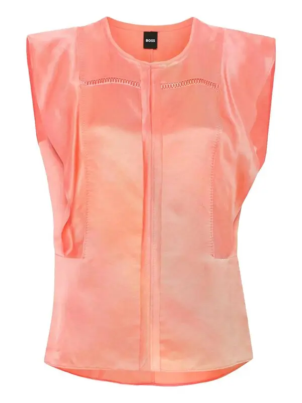 BOSS Ruffle-trim Twill Blouse - Orange