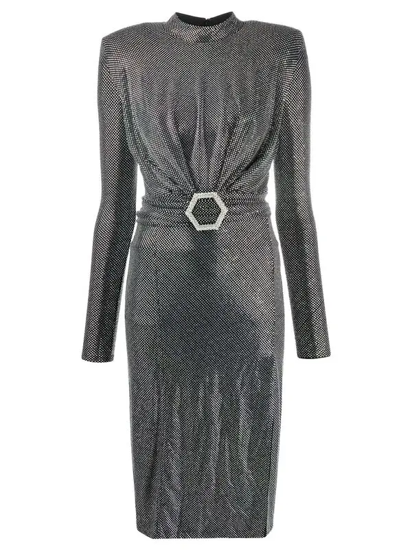 Philipp Plein Embellished Long Sleeve Dress - Black